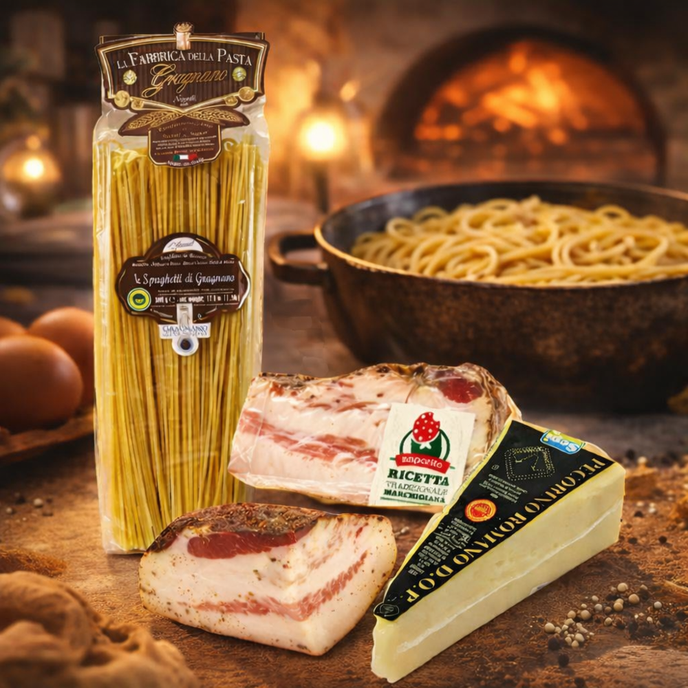 Zutaten Spaghetti Carbonara Set | Guanciale, Pecorino & Pasta